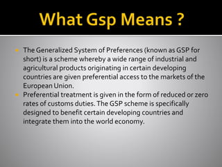 Gsp plus- impact on pakistan's economy | PPT