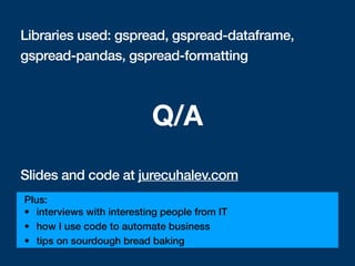 Google Sheets in Python with gspread | PPT