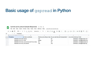 Google Sheets in Python with gspread | PPT