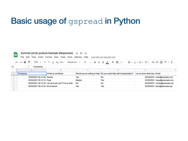 Google Sheets in Python with gspread | PPT
