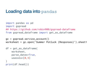 Google Sheets in Python with gspread | PPT