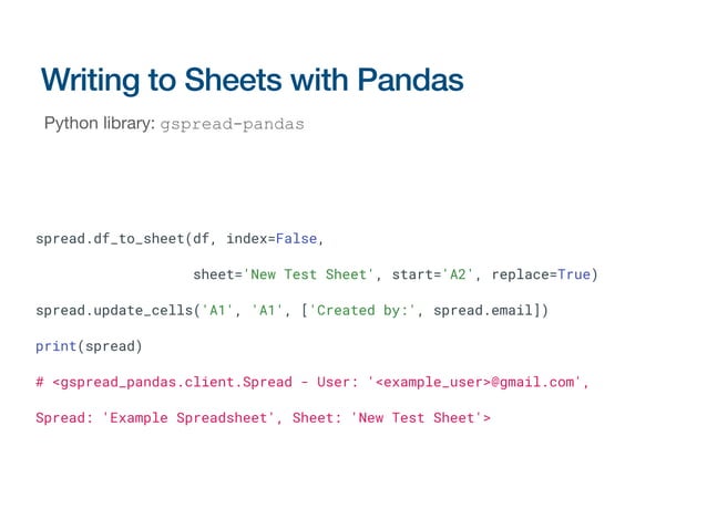 Google Sheets in Python with gspread | PPT