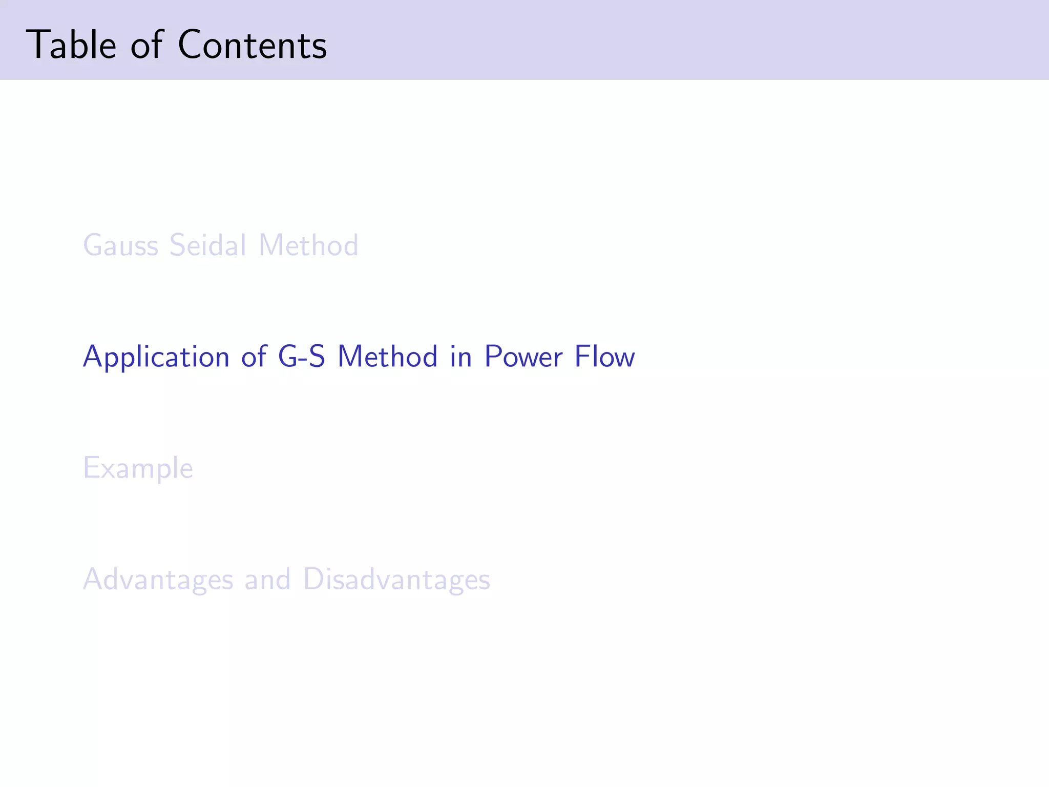 Gauss Seidel Method Of Power Flow Ppt 