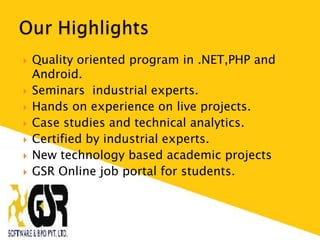 Gsr software and bpo pvt.ltd. | PPTX | Web Development | Internet