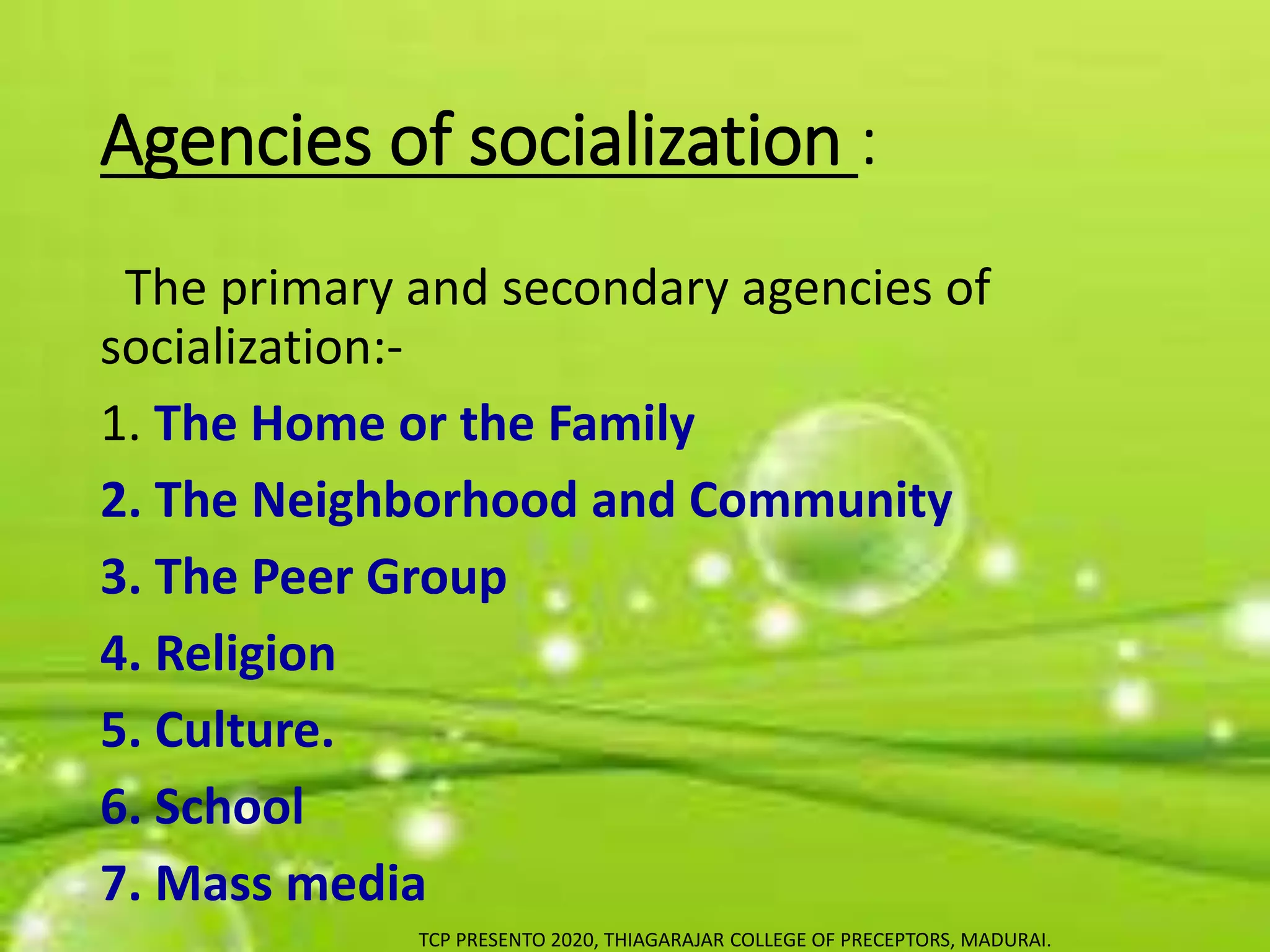 AGENCIES OF SOCIALIZATION | PPTX
