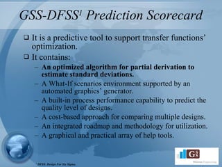GSS DFSS Prediction Scorecard | PPT | Computing | Technology & Computing