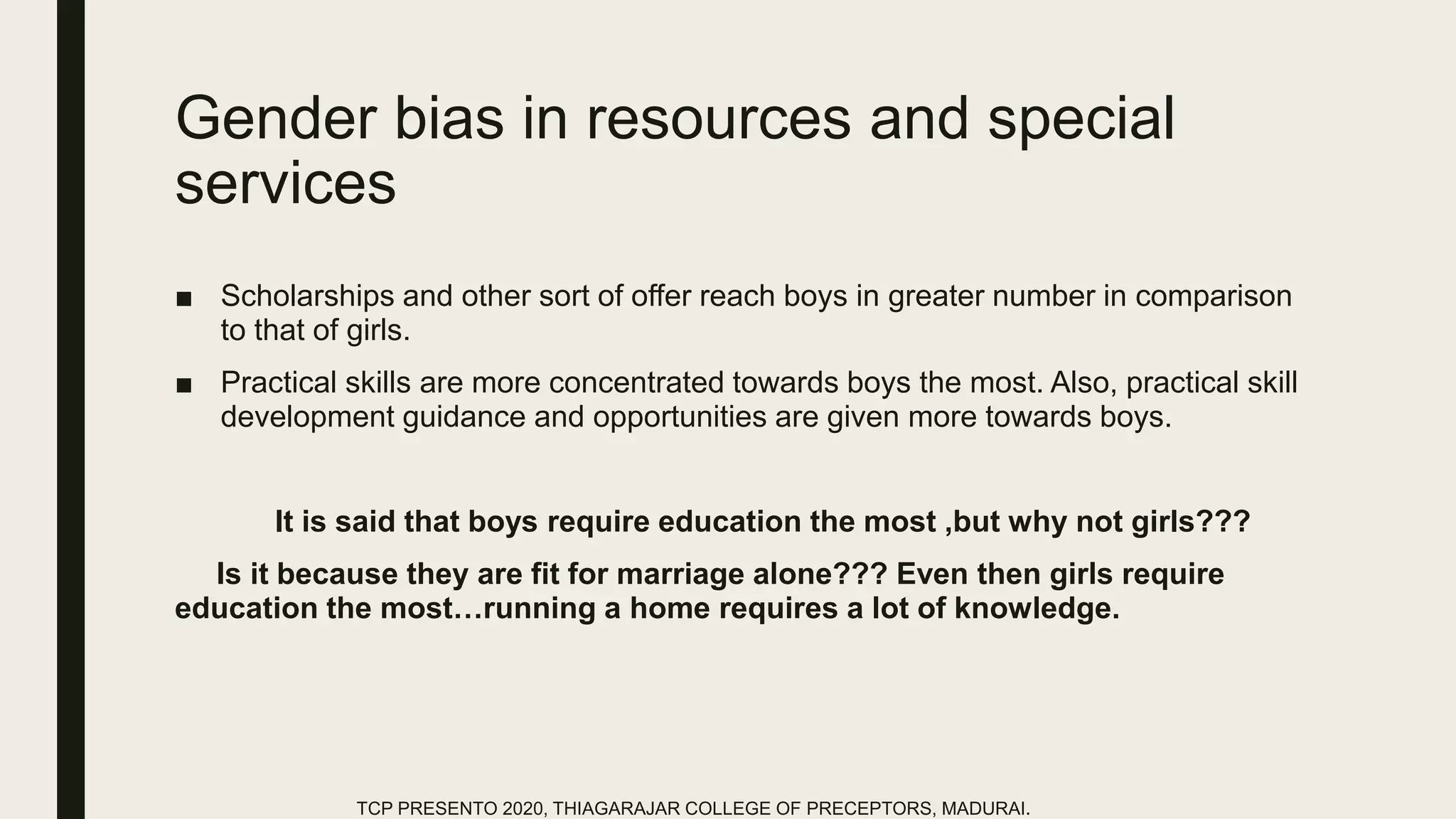 GENDER BIAS IN EDUCATION | PPTX