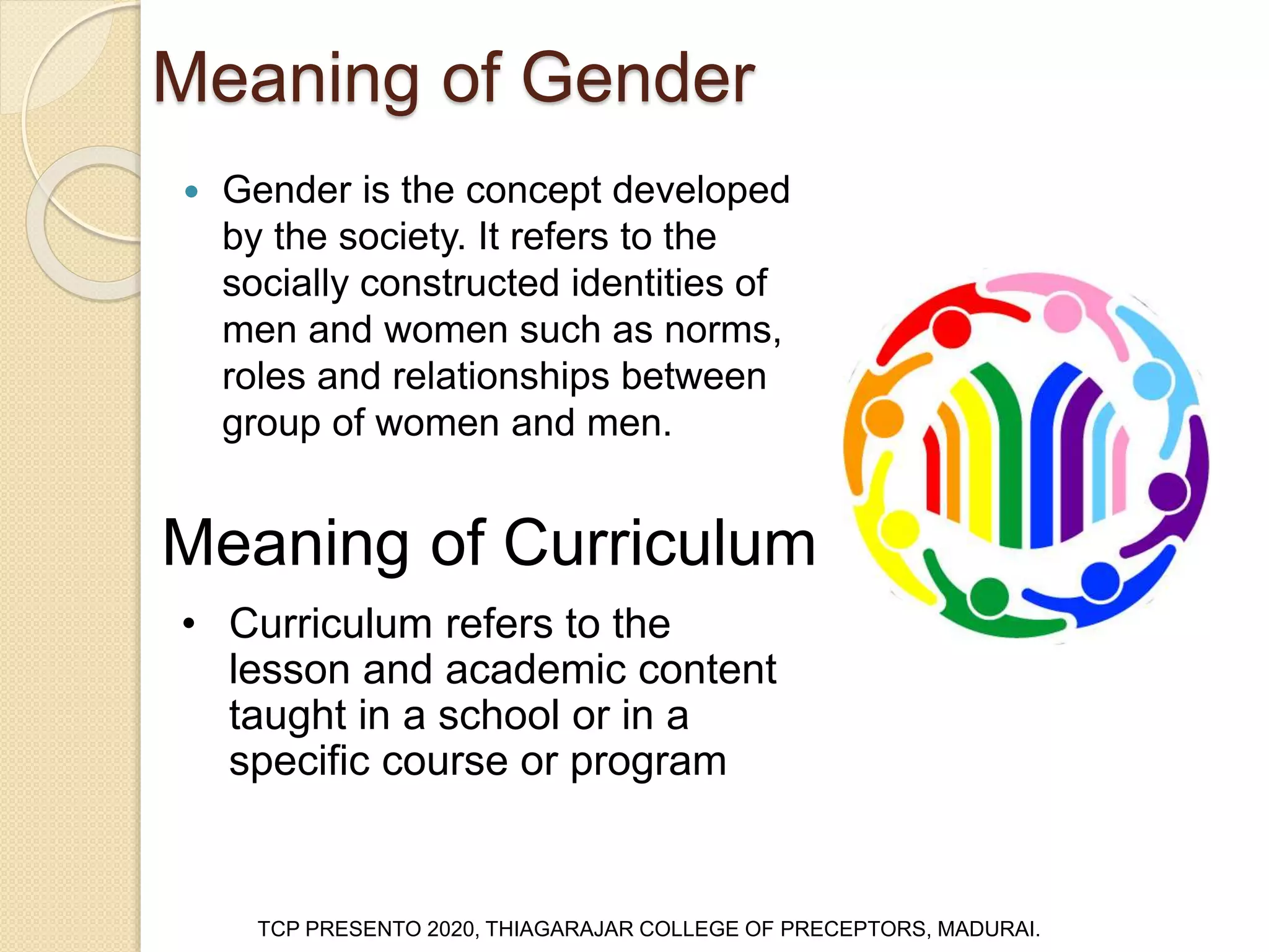 GENDER AND SCHOOL CURRICULUM | PPTX