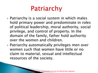 GENDER, SEX, SEXUALITY, PATRIARCHY, MASCULINITY AND FEMINISM | PPTX