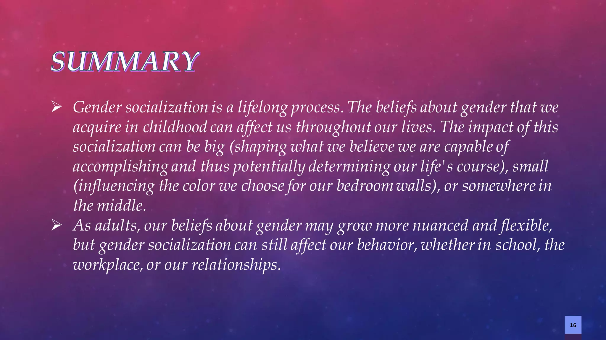GENDER SOCIALIZATION | PDF