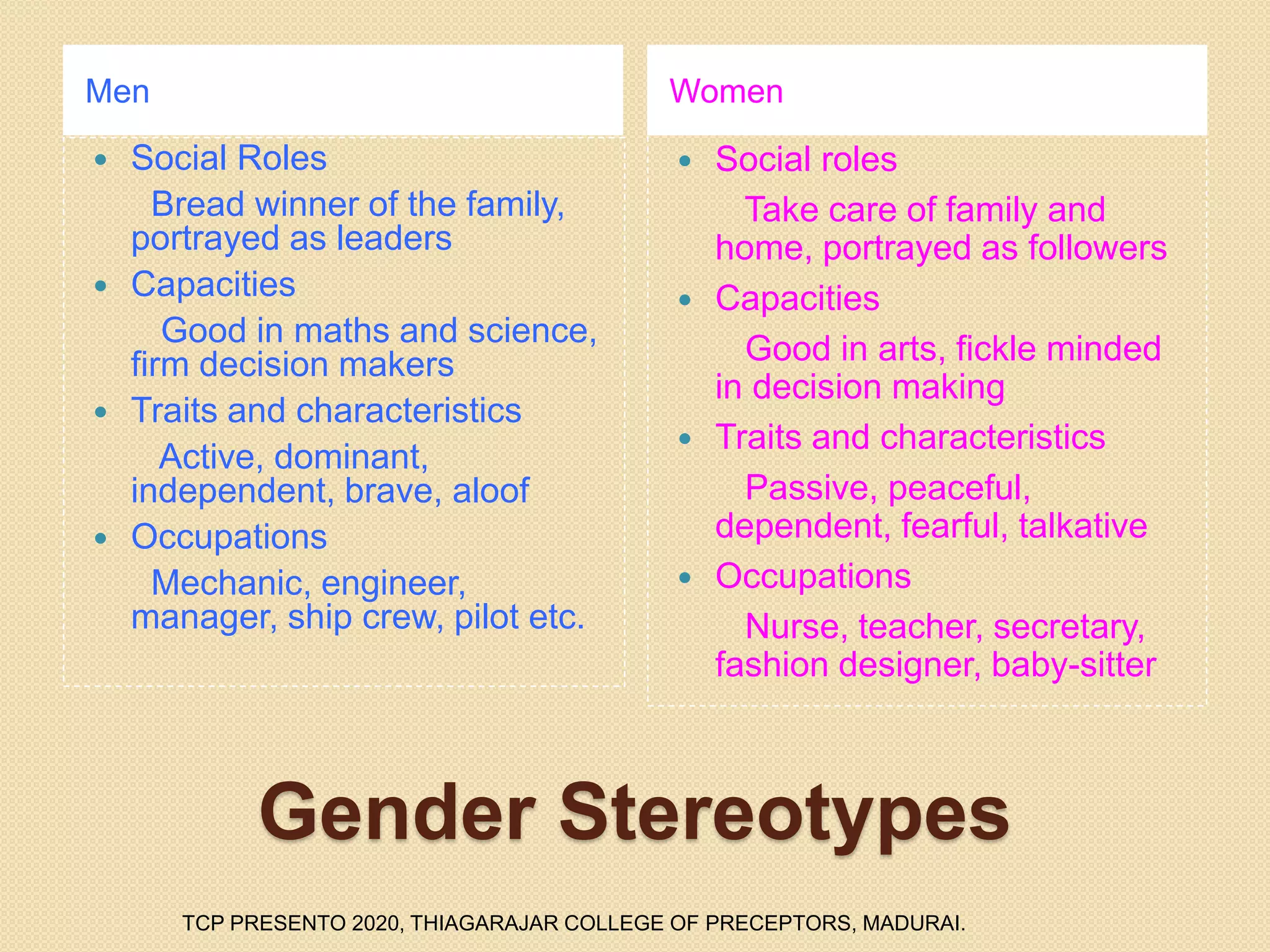 GENDER STEREOTYPES | PPTX