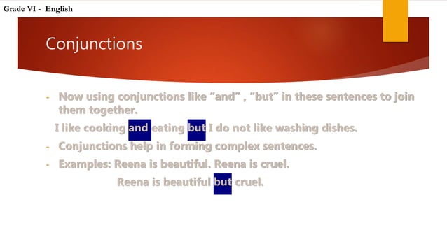 GSSE_Grade 6_CONJUNCTIONS and TRANSITION.pptx | Desserts and Baking | Food & Drink