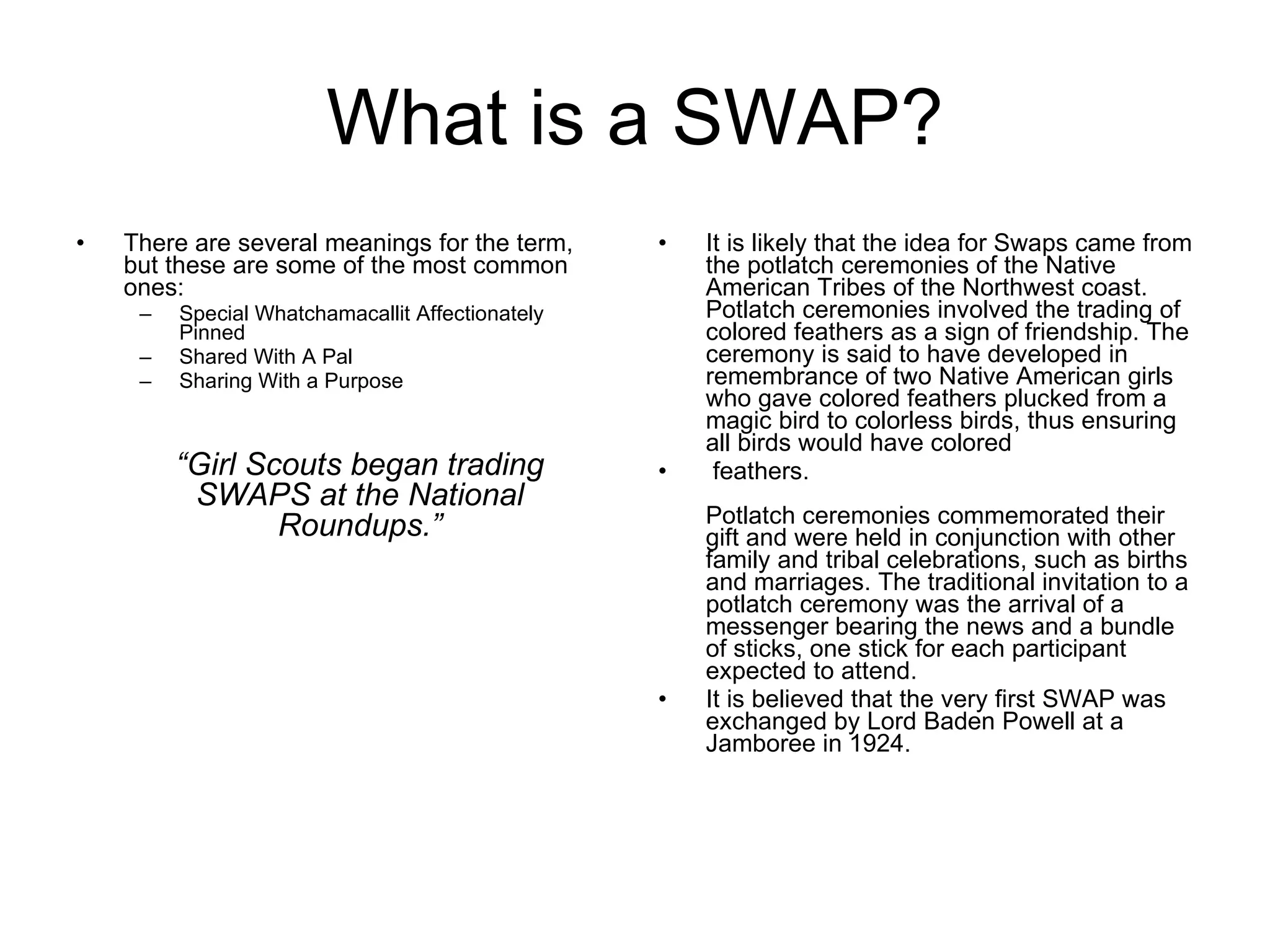 Girl Scout SWAPs Guide: Animal & Insect SWAPs | PPT
