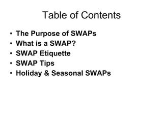 GS SWAP Guide Holiday Seasonal SWAPs | PPT