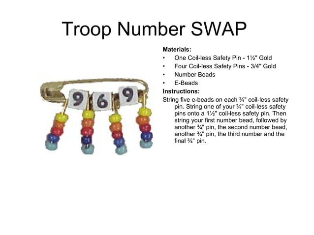 GS SWAP Guide Safety Pin SWAPs | PPT | Beadwork | Arts and Crafts
