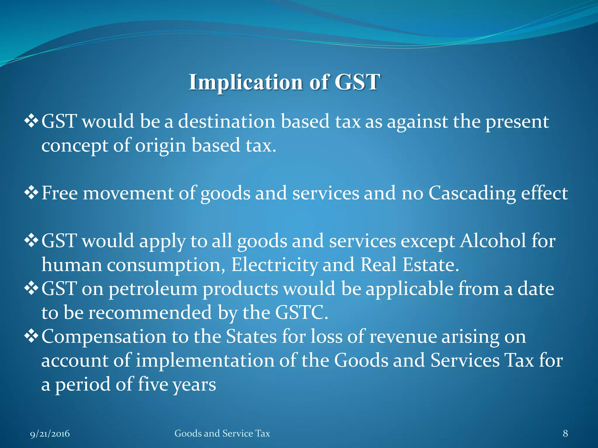Goods and Service Tax-Constitution (122nd Amendment) Bill,2014 | PPT