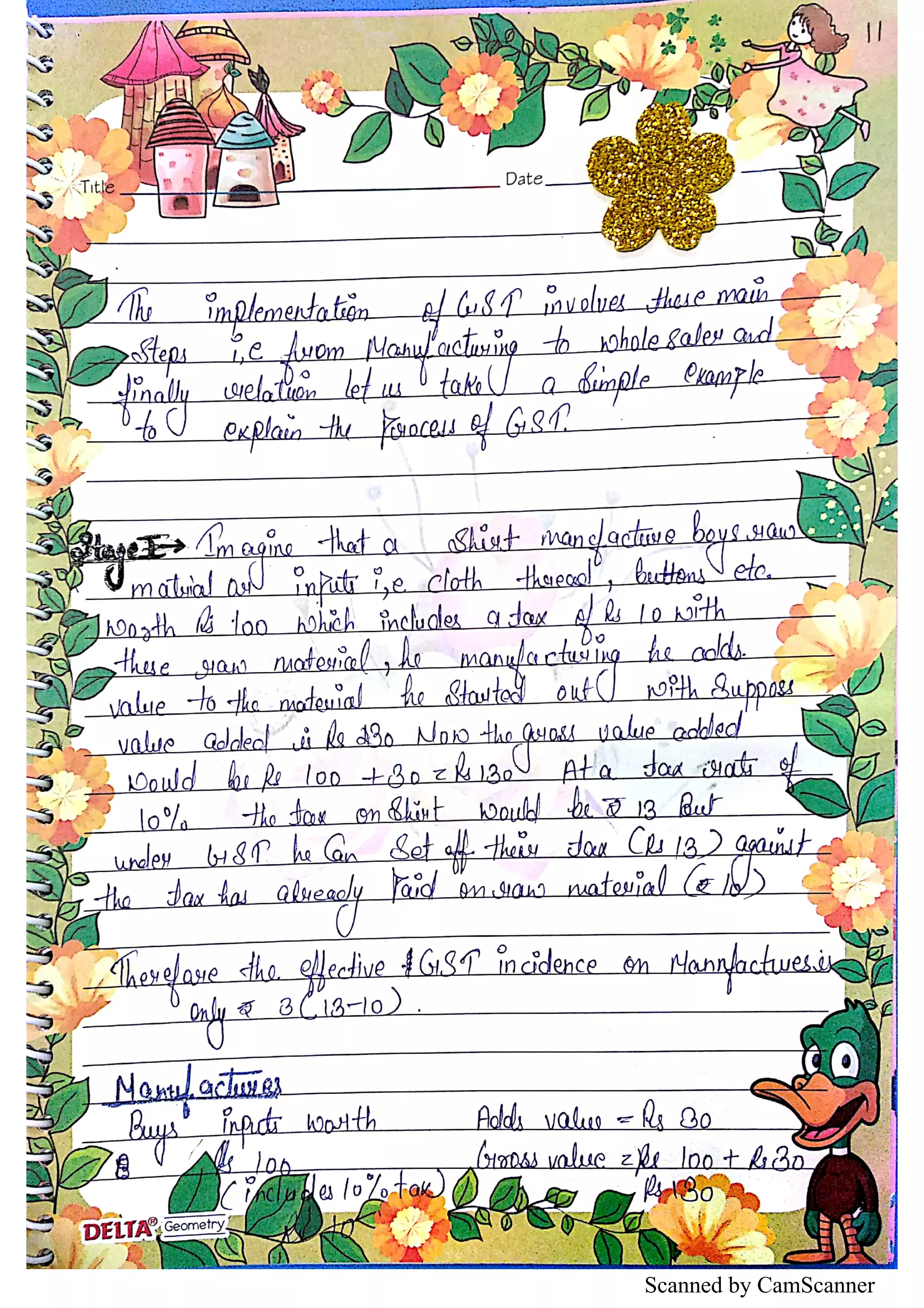 Goods and Services Tax (GST) Economics Project Class 12 CBSE | PDF