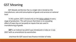 Gst | PPTX | Personal Taxes | Personal Finance