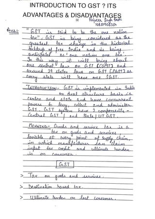 GST | B com sem 4th | Hand written Notes | by Ritish bedi #RVIRGO | PDF