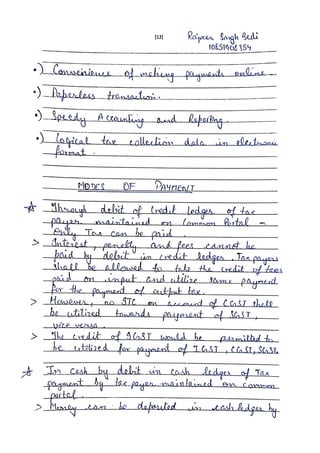 GST | B com sem 4th | Hand written Notes | by Ritish bedi #RVIRGO | PDF