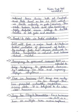 GST | B com sem 4th | Hand written Notes | by Ritish bedi #RVIRGO | PDF