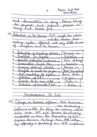 GST | B com sem 4th | Hand written Notes | by Ritish bedi #RVIRGO | PDF