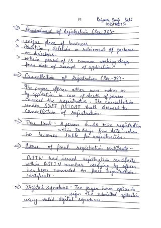 GST | B com sem 4th | Hand written Notes | by Ritish bedi #RVIRGO | PDF
