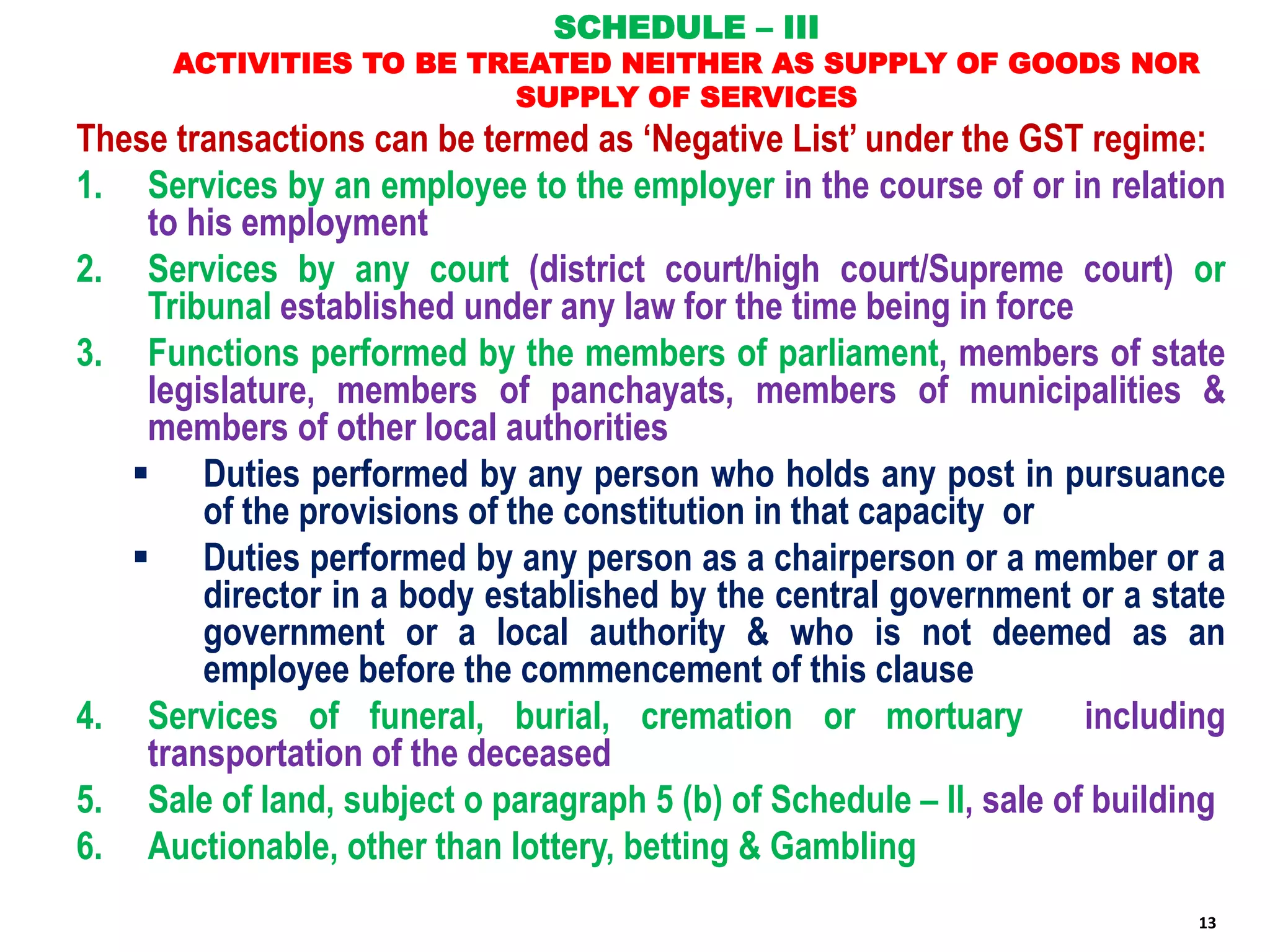 Gst Classification of Activities under 'Supply' by Mohmed Amin M ir | PPT