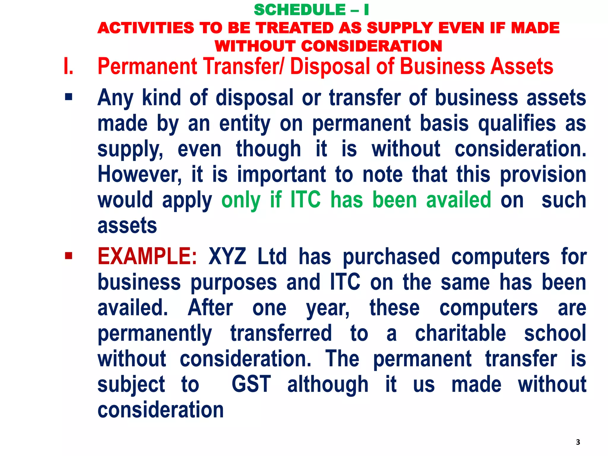 Gst Classification of Activities under 'Supply' by Mohmed Amin M ir | PPT