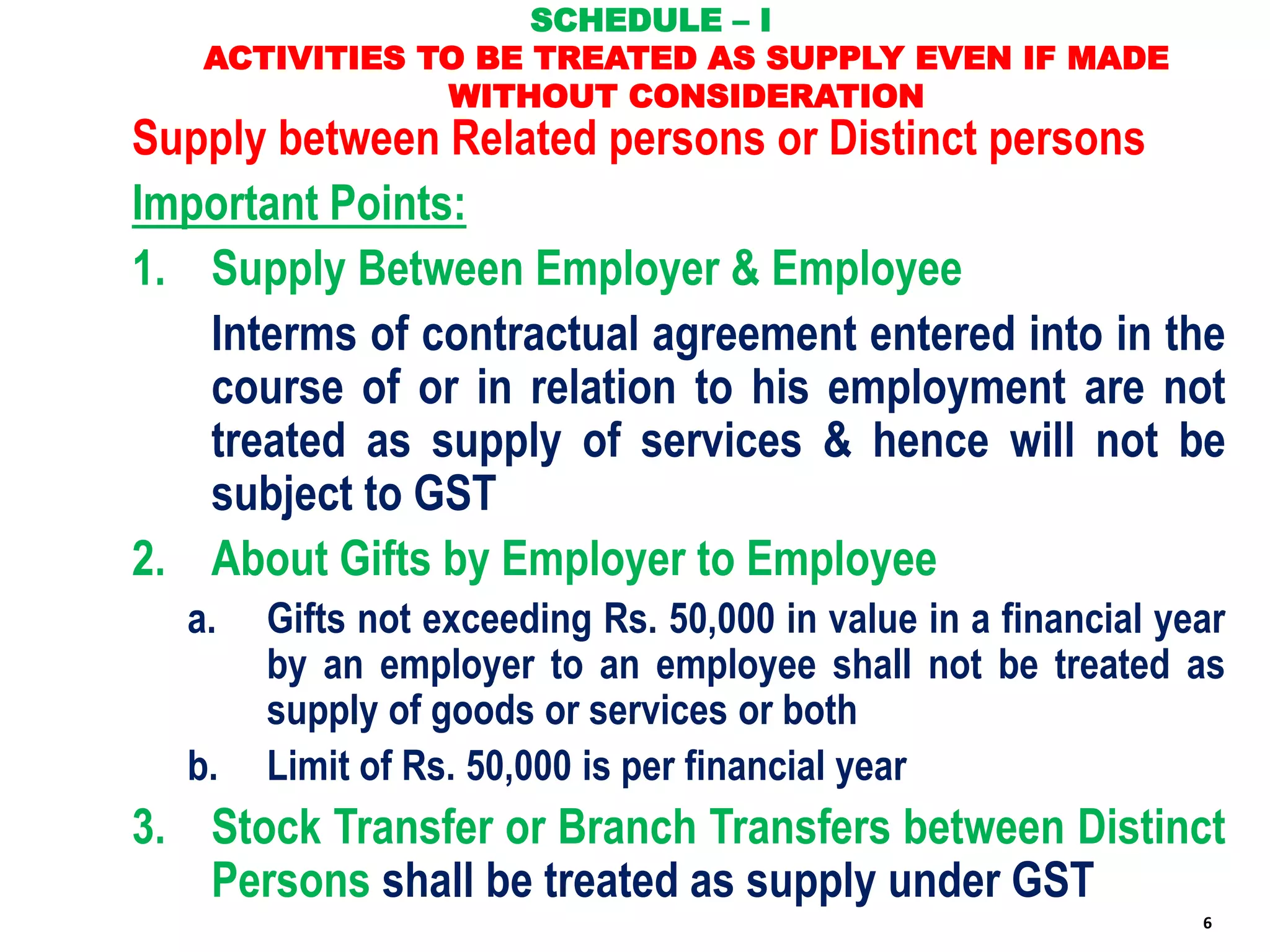 Gst Classification of Activities under 'Supply' by Mohmed Amin M ir | PPT