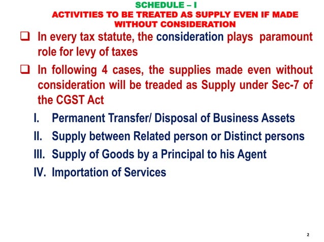 Gst Classification of Activities under 'Supply' by Mohmed Amin M ir | PPT