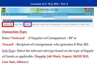 E way bill PPT under gst law Sec 68 - 129 | PPT
