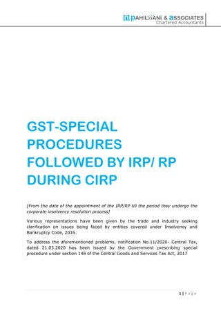 GST-Special Procedures followed by IRP/RP | PDF