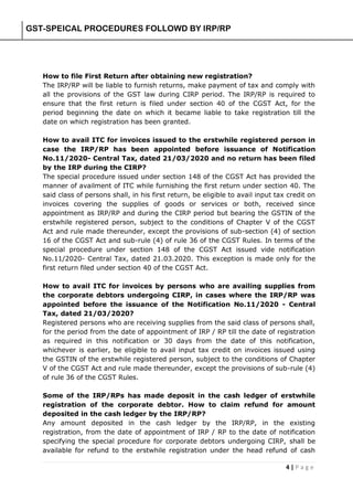 GST-Special Procedures followed by IRP/RP | PDF
