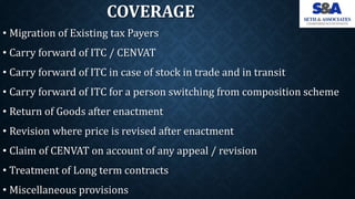 Our guide to GST Transition provisions | PPT