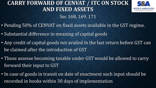 Our guide to GST Transition provisions | PPT
