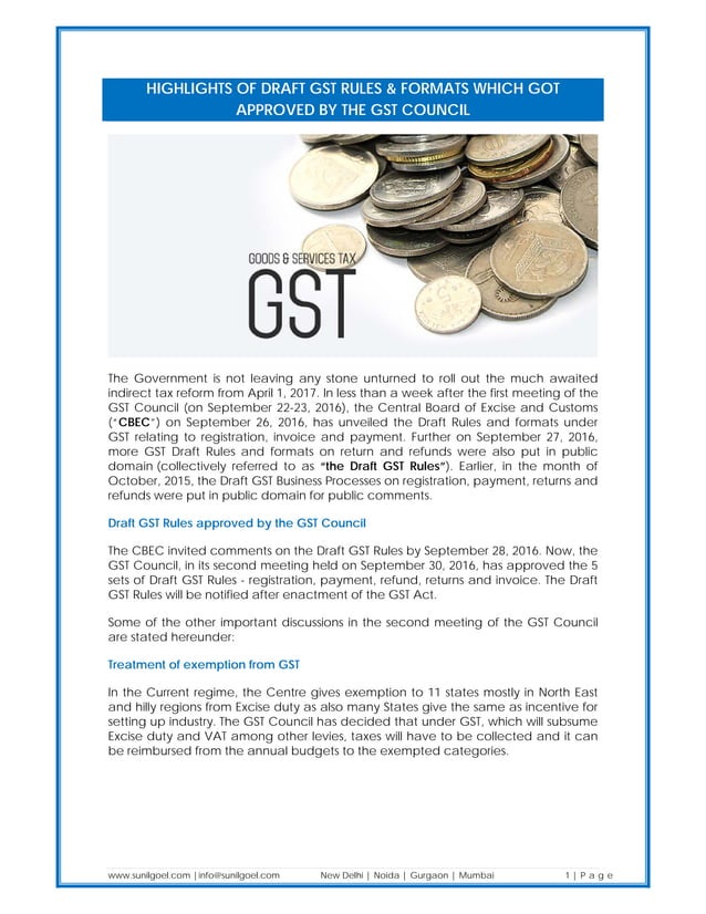 Draft GST Rules & Formats | PDF | Personal Taxes | Personal Finance