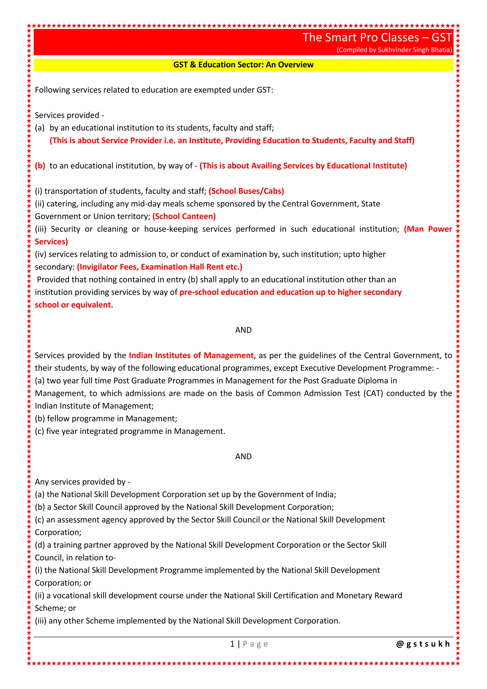 Gst and education sector | PDF