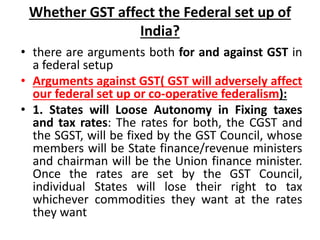 Gst and fiscal federalism | PPT