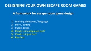 Designing escape room games for ELT | PPTX | Educational Video Games ...