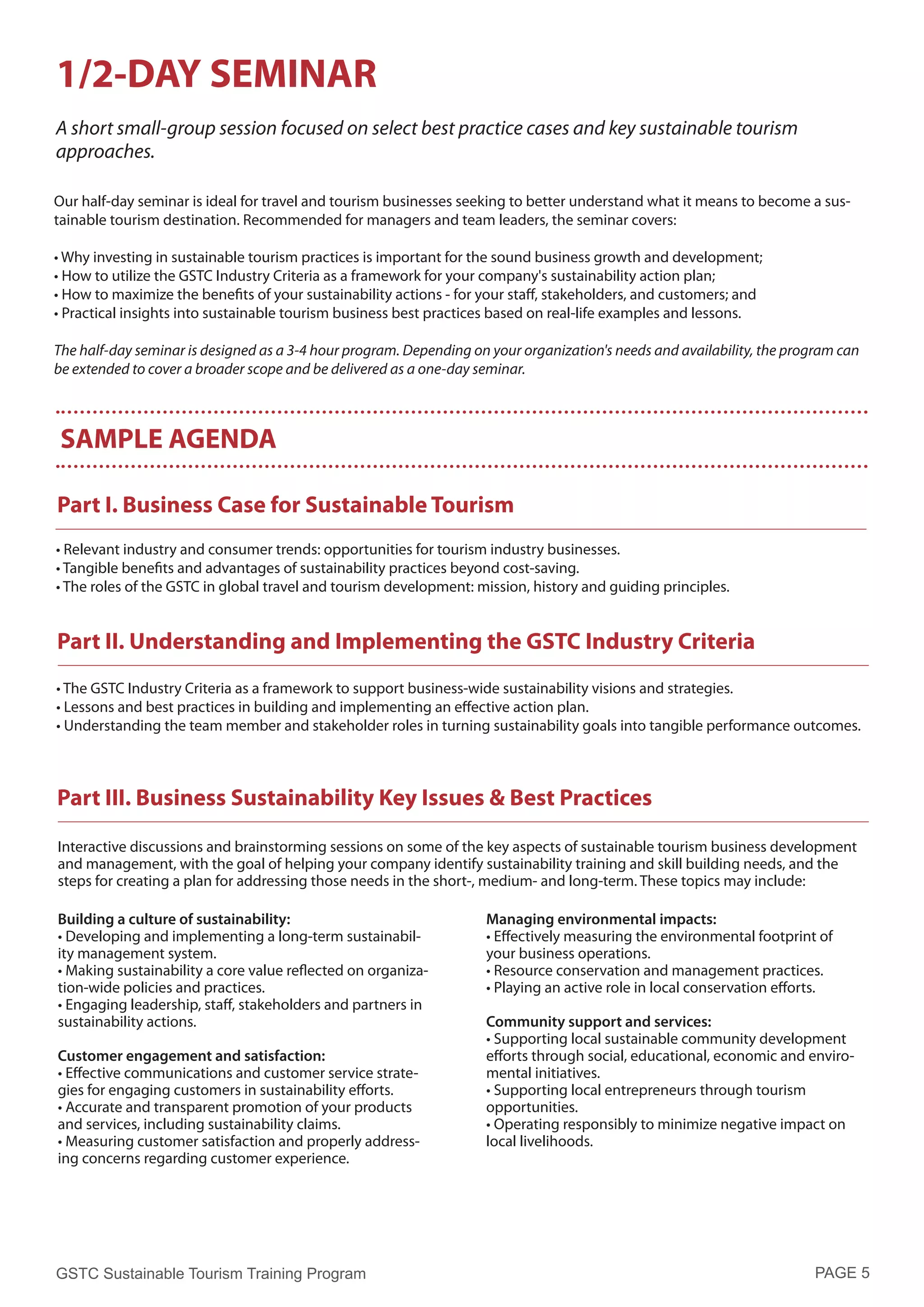 GSTC Sustainable Tourism Training Program Overview for Tourism ...