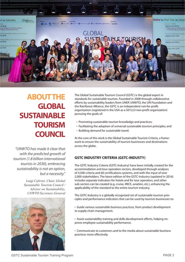 GSTC Sustainable Tourism Training Program Overview for Tourism ...