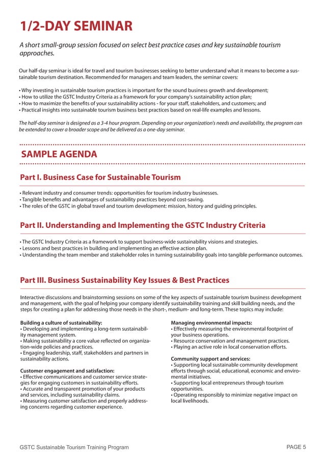 GSTC Sustainable Tourism Training Program Overview for Tourism ...