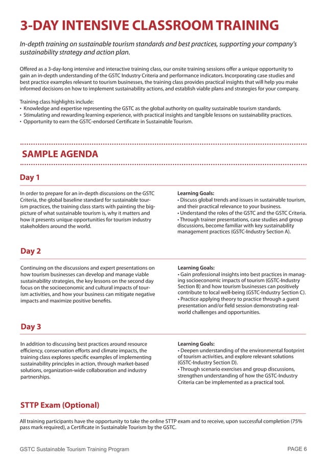 GSTC Sustainable Tourism Training Program Overview for Tourism ...