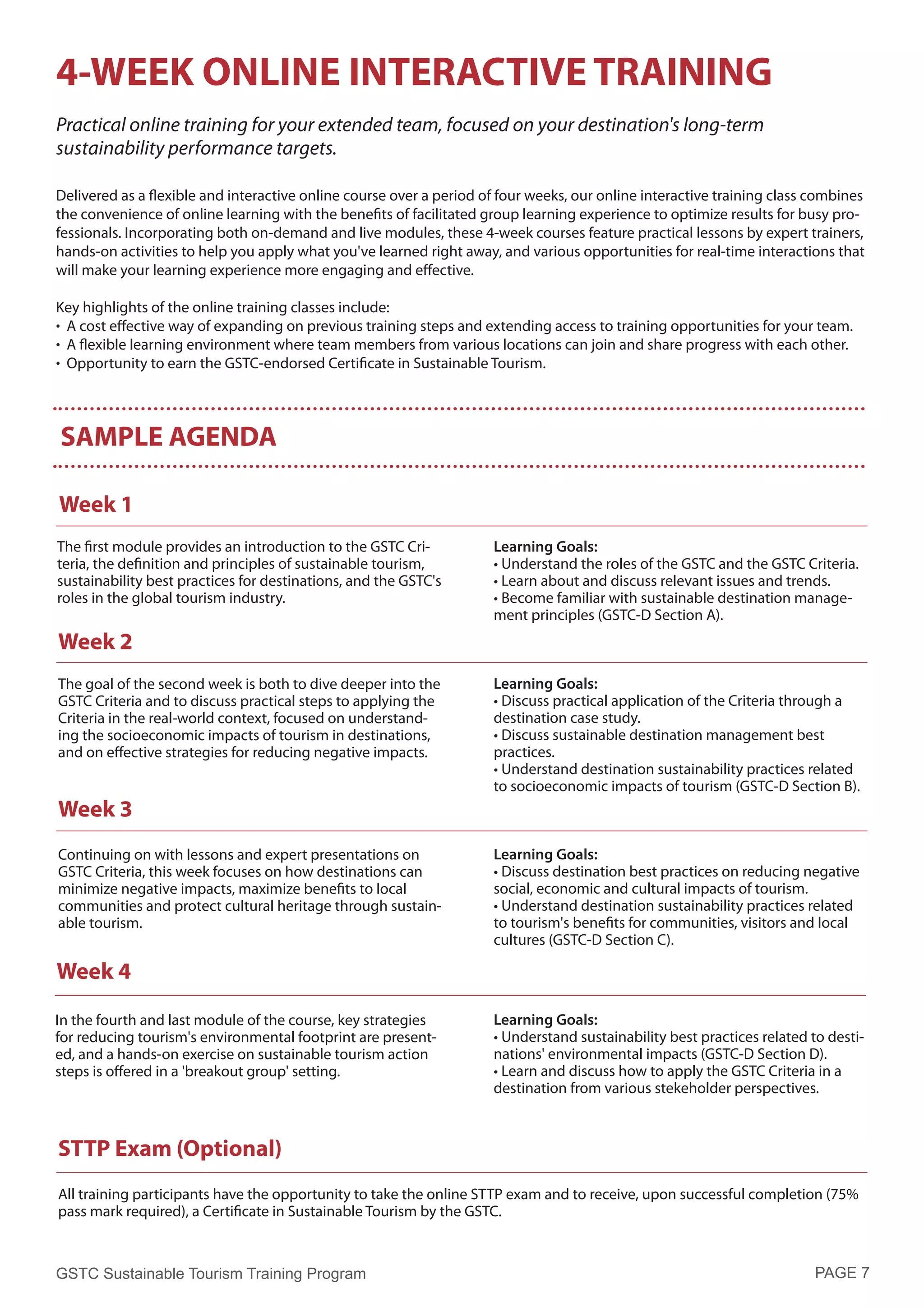 GSTC Sustainable Tourism Training Program Overview for Destination ...