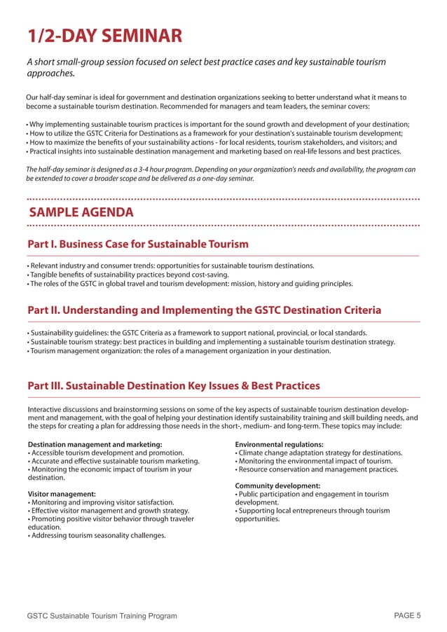 GSTC Sustainable Tourism Training Program Overview for Destination ...