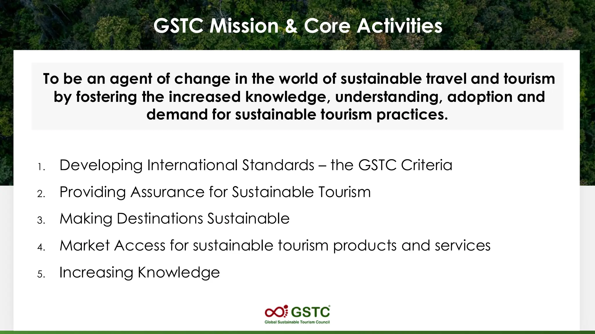 GSTC Mission, Activities, Updates - Sustainable Tourism Forum | PPT