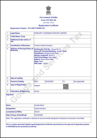 GST Certificate ment to authenticate the company | PDF