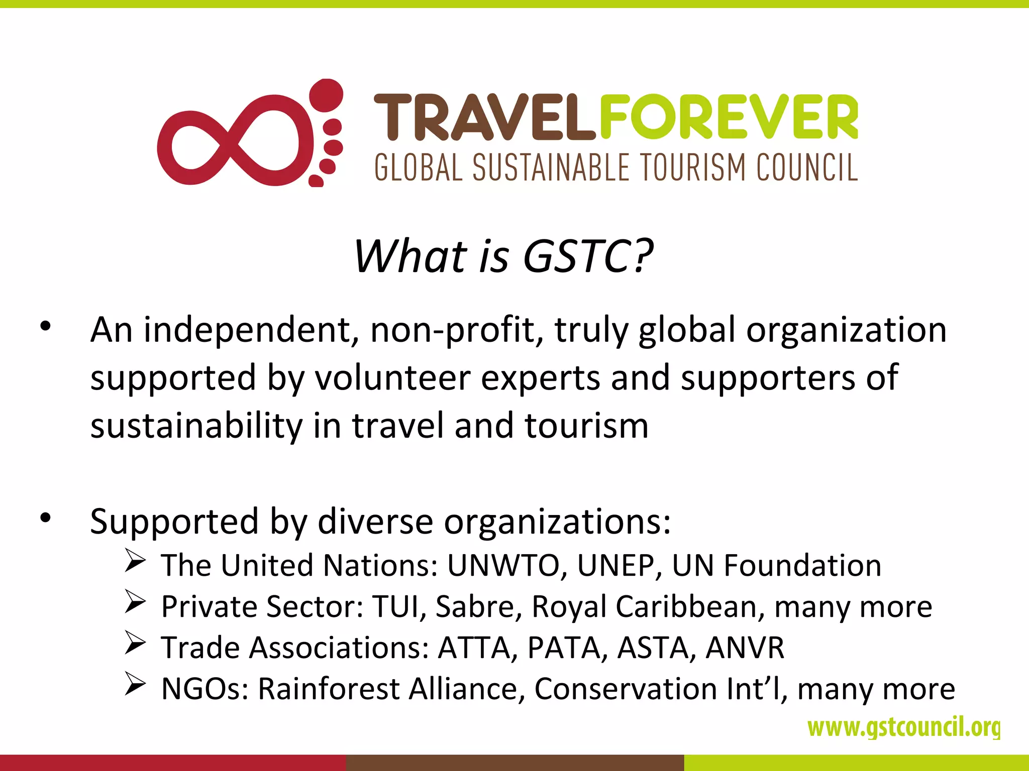 GSTC - Setting Standards for Sustainable Tourism | PPT
