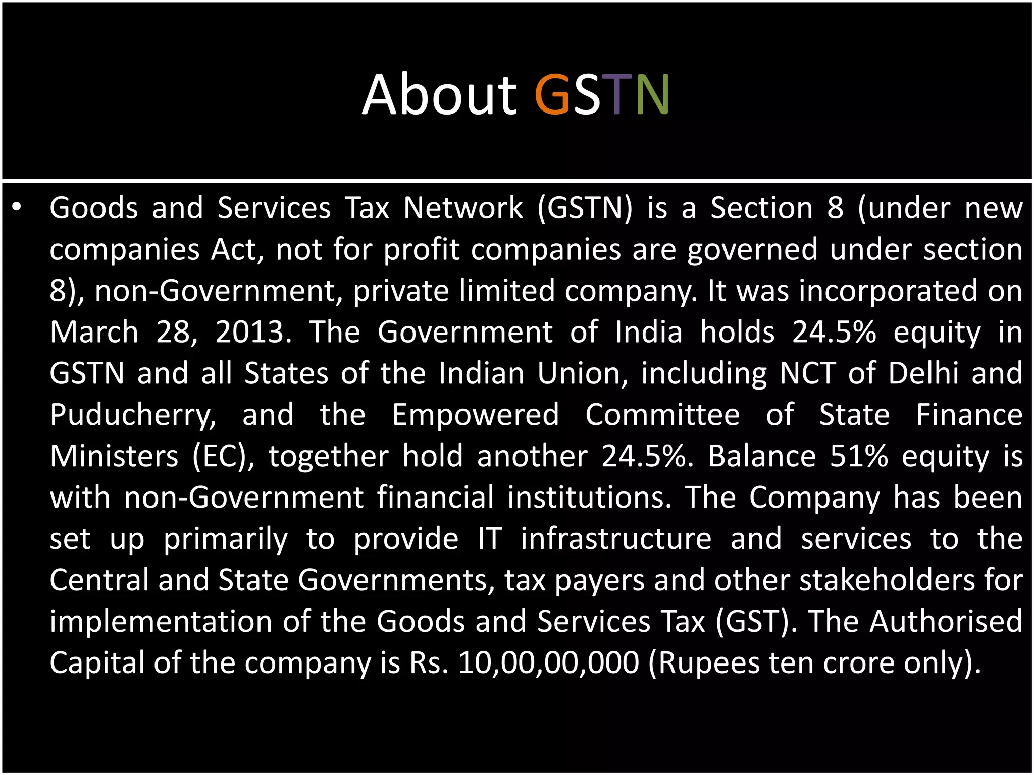 GOODS AND SERVICE TAX NETWORK (GSTN) | PPTX